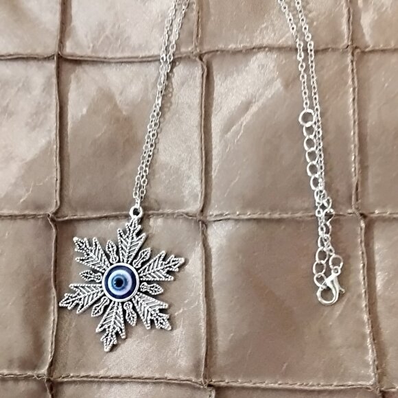 Jewelry | Evil Eye Necklace Snowflake Charm Good Luck Protection ...